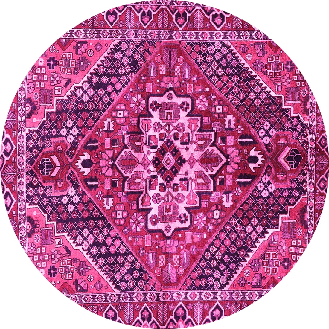 Ahgly Company Indoor Round Persian Pink Traditional Area Rugs, 4' Round ...