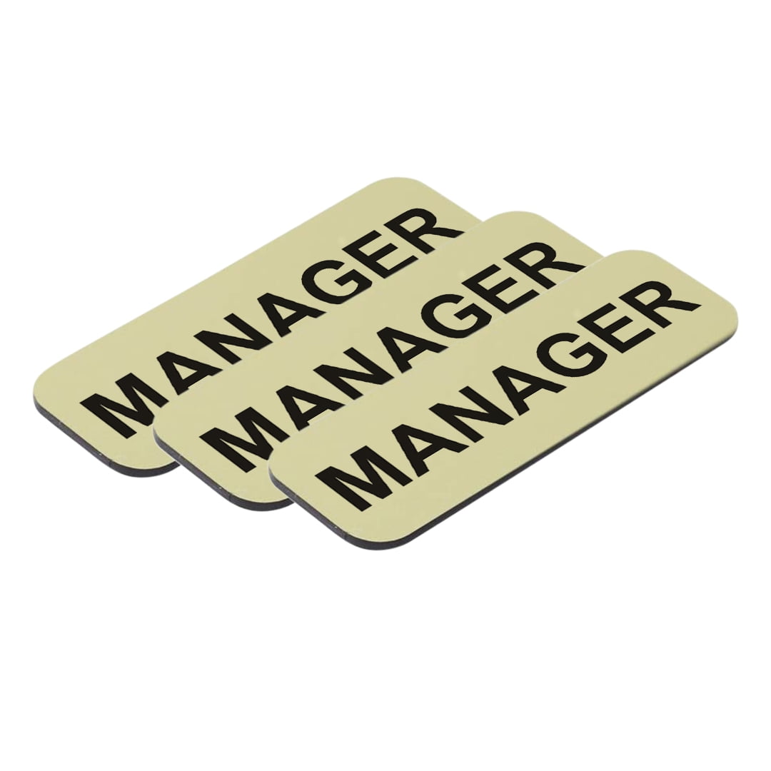 All Quality Badges Manager 1 x 3" Name Tag, Brushed Gold (3 Pack ...
