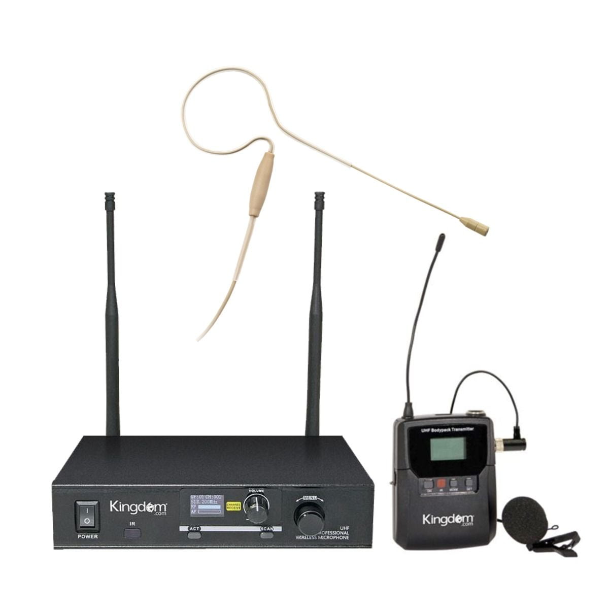 Kingdom Wireless Multi-Channel Mic System with Beltpack, Lapel and Pro ...