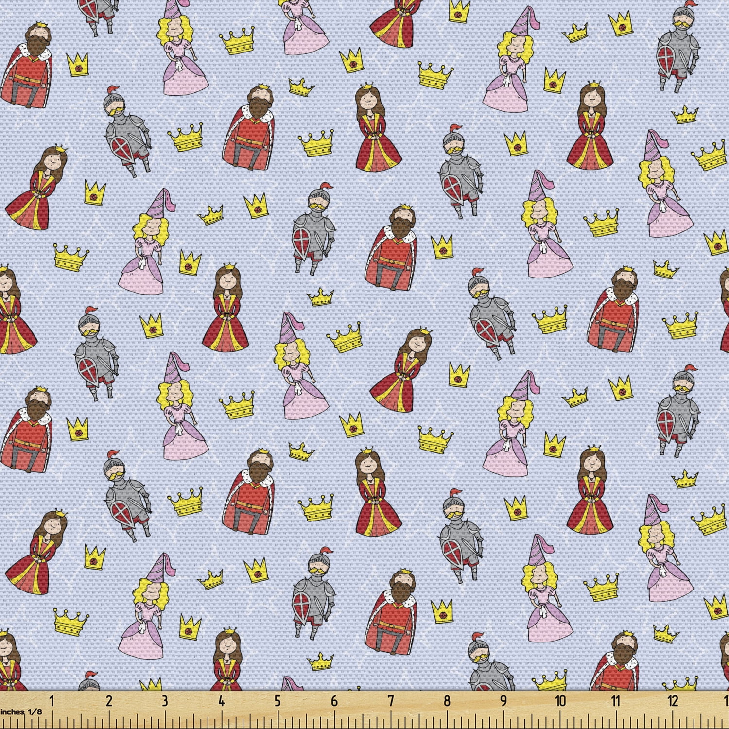 Duke Fabric by the Yard, Cartoon Queen King and Knight Medieval Crown ...