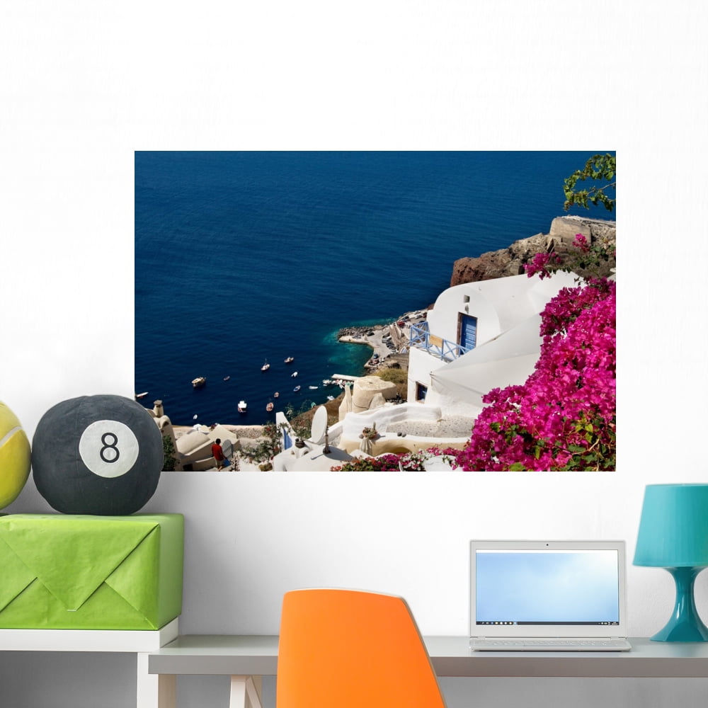 Santorini Wall Mural Decal Sticker, Wallmonkeys Peel & Stick Vinyl ...