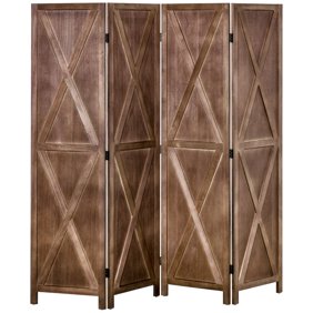 Oriental Furniture 5 ft. Tall Window Pane Shoji Screen - Walnut - 5 ...