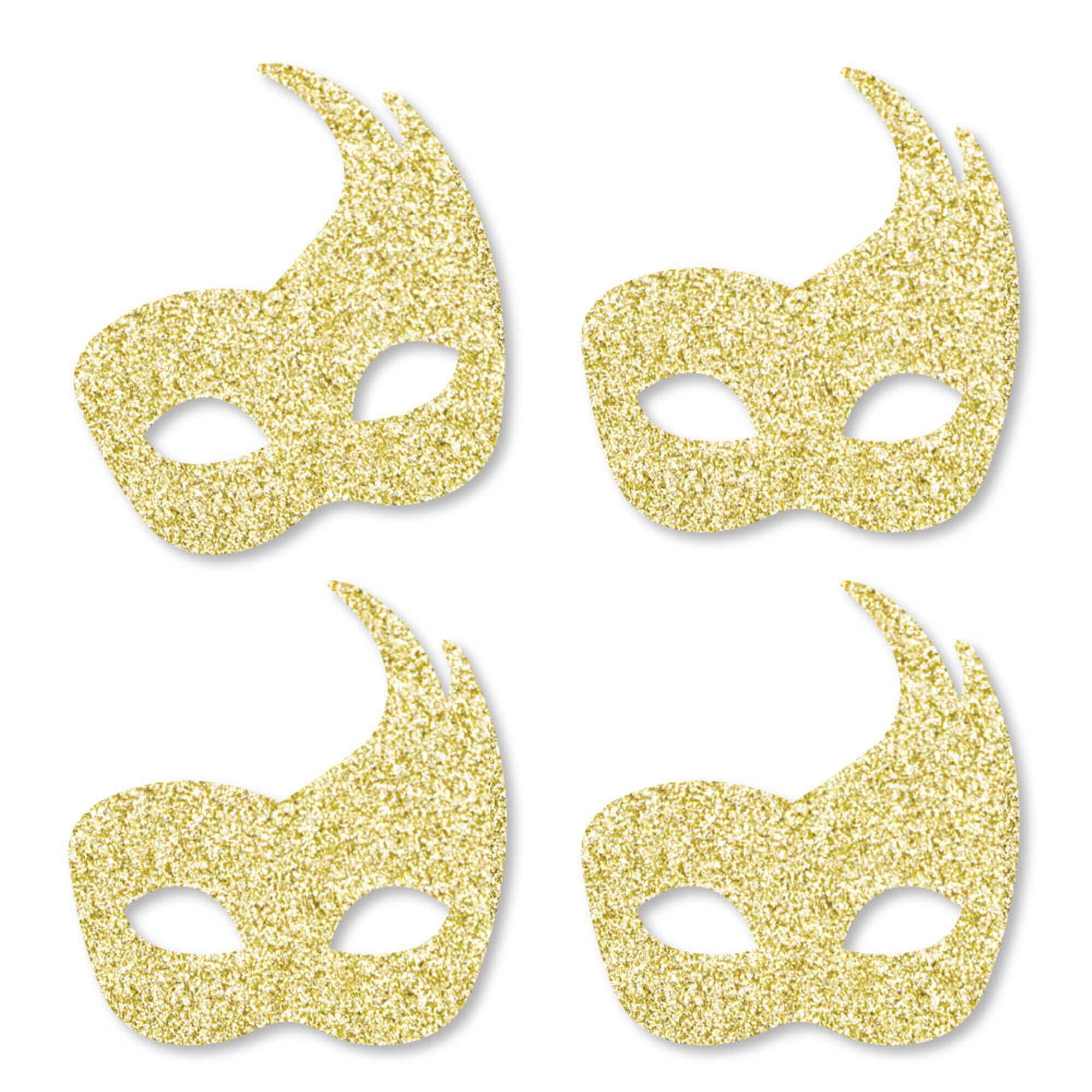 Big Dot of Happiness Gold Glitter Masks - No-Mess Real Gold Glitter Cut ...
