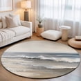 Abstract Ocean Beach Wave Area Rugs 5' (Round) Oil Painting Brown ...