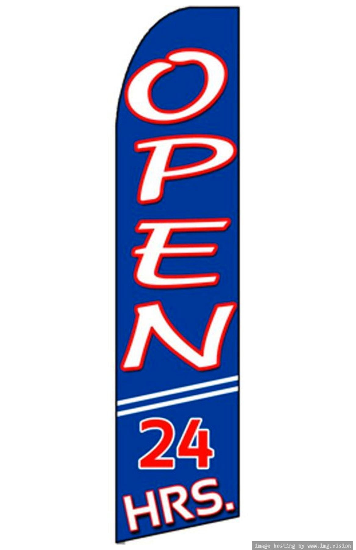 OnPoint Wares Super Open 24 Hours Advertising Flag | 11.5ft x 3.5ft ...