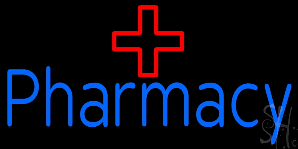 Blue Pharmacy with Medical Logo LED Neon Sign 15 x 30 - inches, Black ...