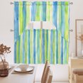 Abstract Art Swag Curtains Valance and Tier Set, Blue Green Line ...