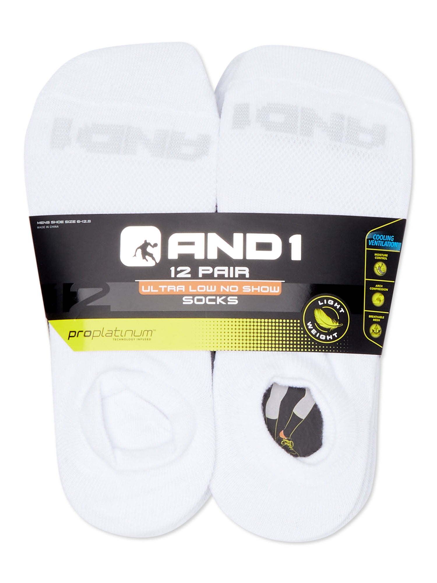 AND1 Men's Lightweight Liner Sock, 12 Pack - Walmart.com