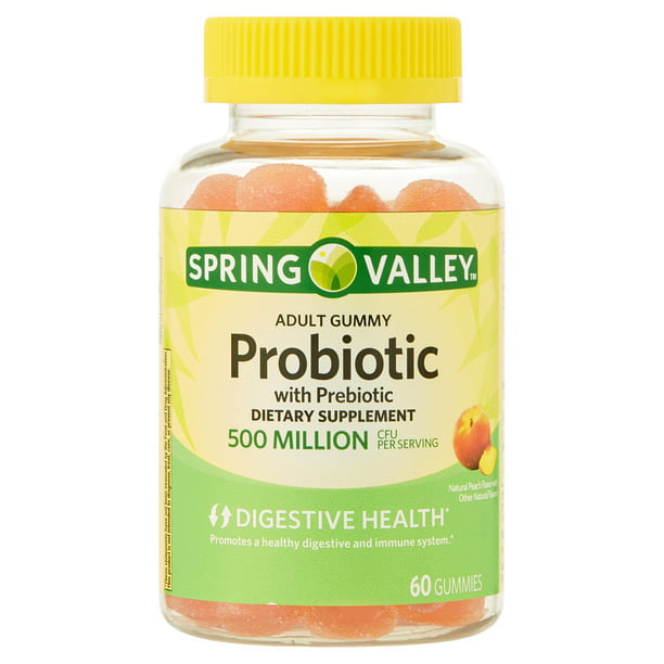 Spring Valley Bacillus Coagulans Probiotic Supplement Gummies, Peach ...