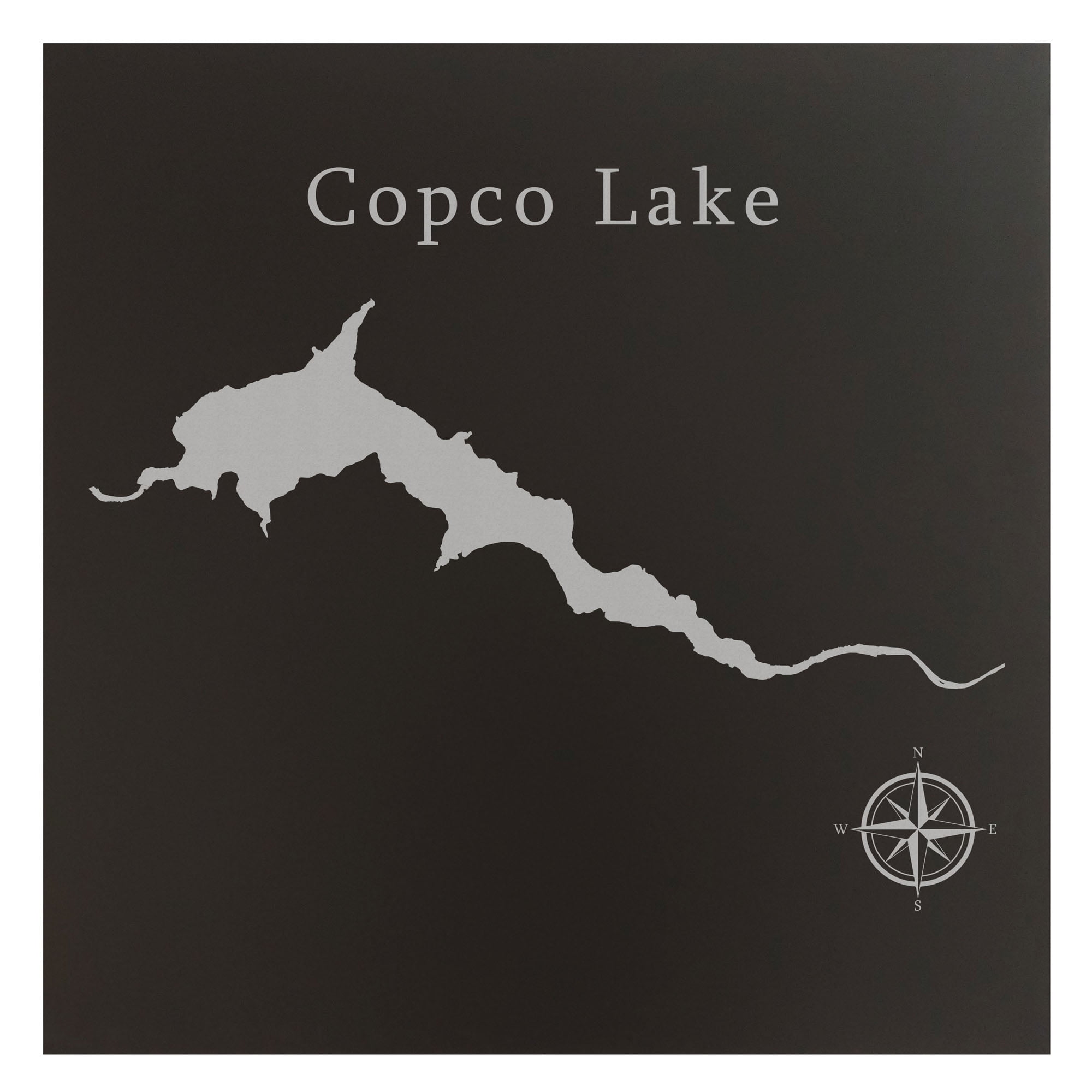 Copco Lake Map 24x24" Black Metal Wall Art Office Decor Gift Engraved ...