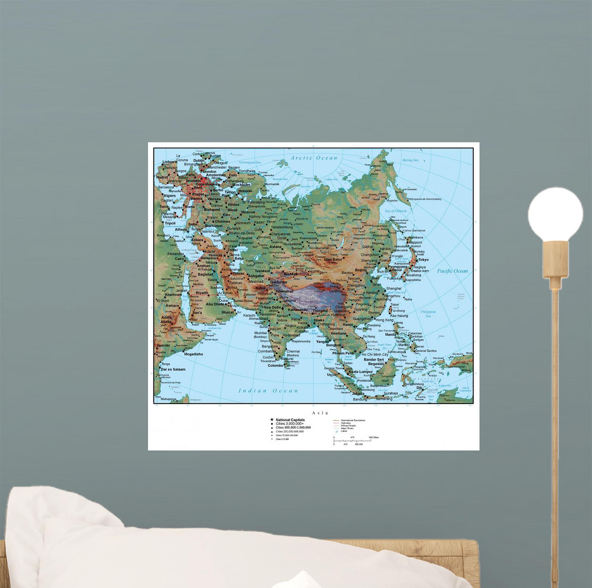 Map Asia Wall Mural Decal Sticker, Wallmonkeys Peel & Stick Vinyl ...