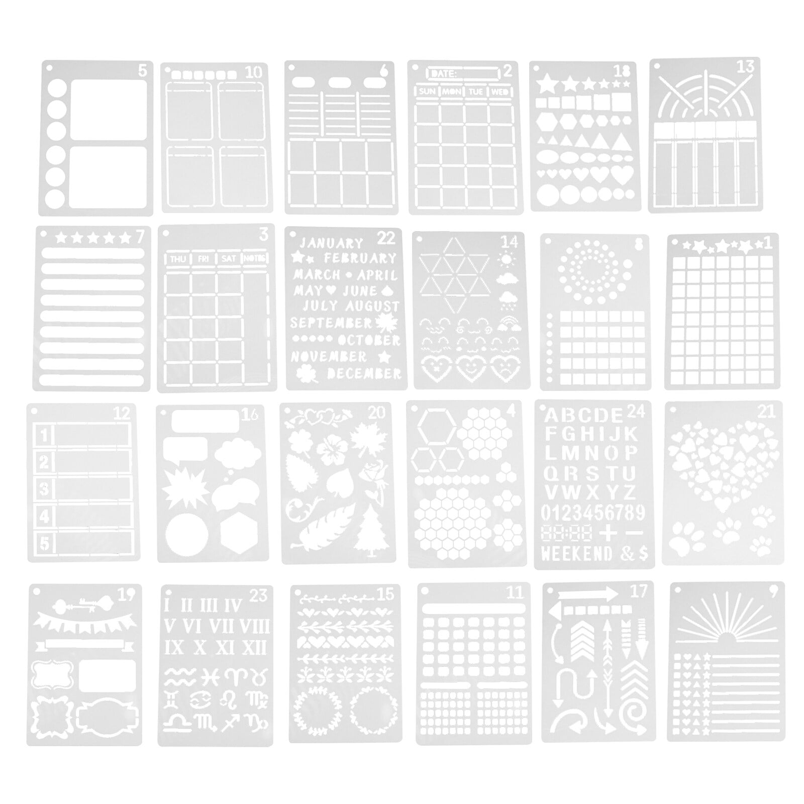 24pcs Journal Stencils Painting Templates Drawing Stencils for ...