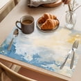 Blue Yellow Placemats Set of 8, Cotton Linen Fabric Place Mats, Modern ...