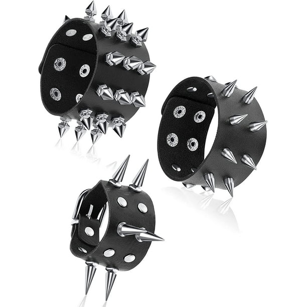 3 Pieces Leather Studded Punk Bracelet studded armband for men Punk ...