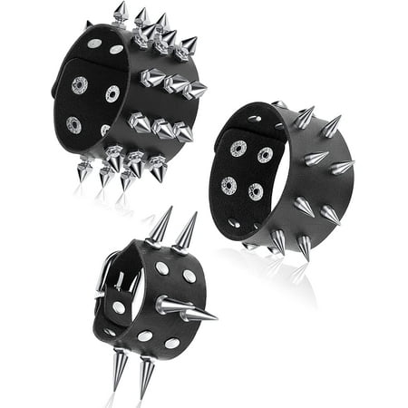 3 Pieces Leather Studded Punk Bracelet studded armband for men Punk ...