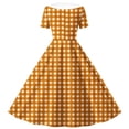 AGWOLF Womens 1950s Vintage Dress Plaid Swing Short Sleeve Dresses ...