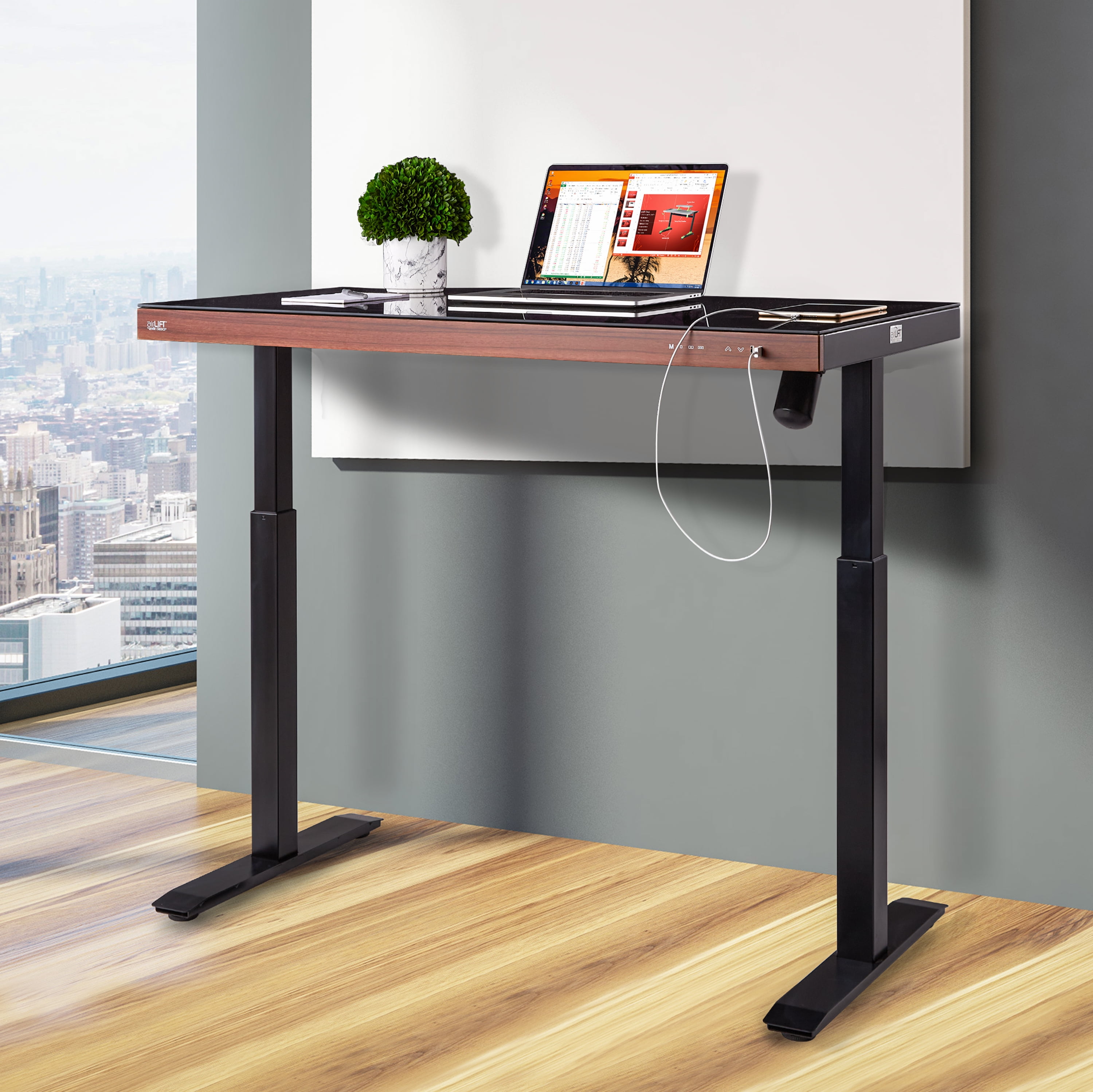 Seville Classics airLIFT 48" Tempered Glass Electric Sit-Stand Desk ...