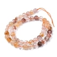 3 Strand Natural Hematoid Quartz/Ferruginous Quartz Beads Strands Fire ...