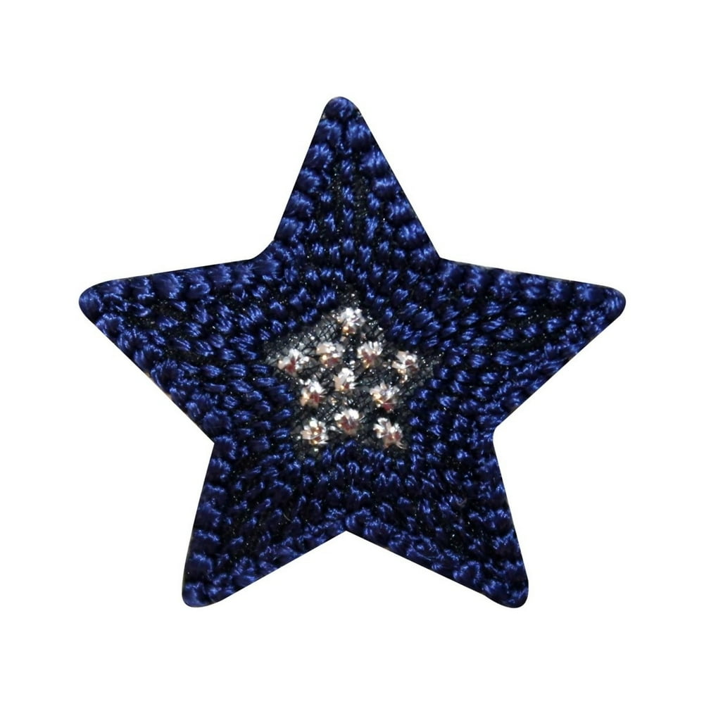 ID 3555 Blue Textured Star Patch Night Sky Shinning Embroidered Iron On Applique - Walmart.com ...