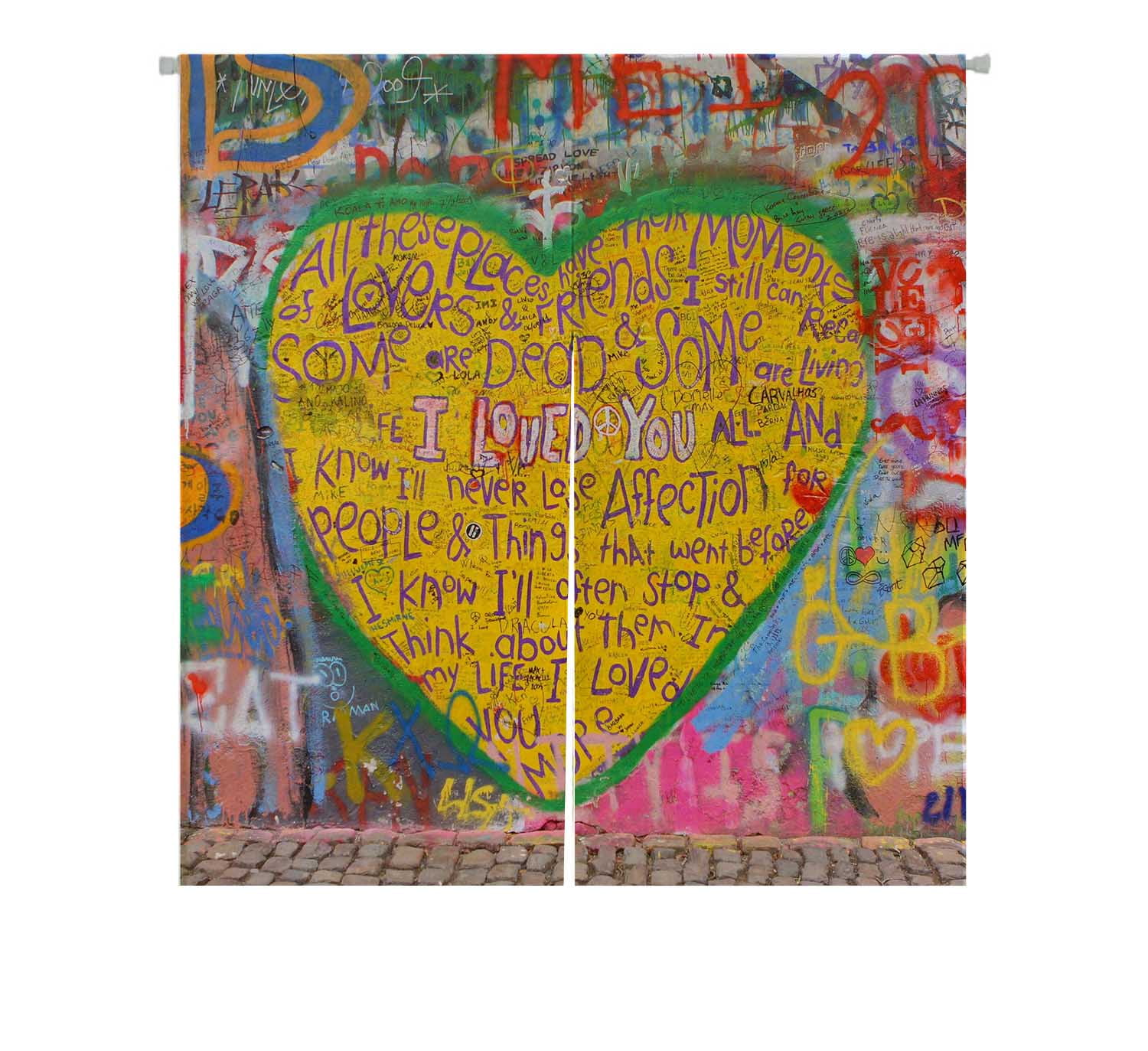 PKQWTM John Lennon Graffiti Lyrics From Beatles Songs Door Curtain ...