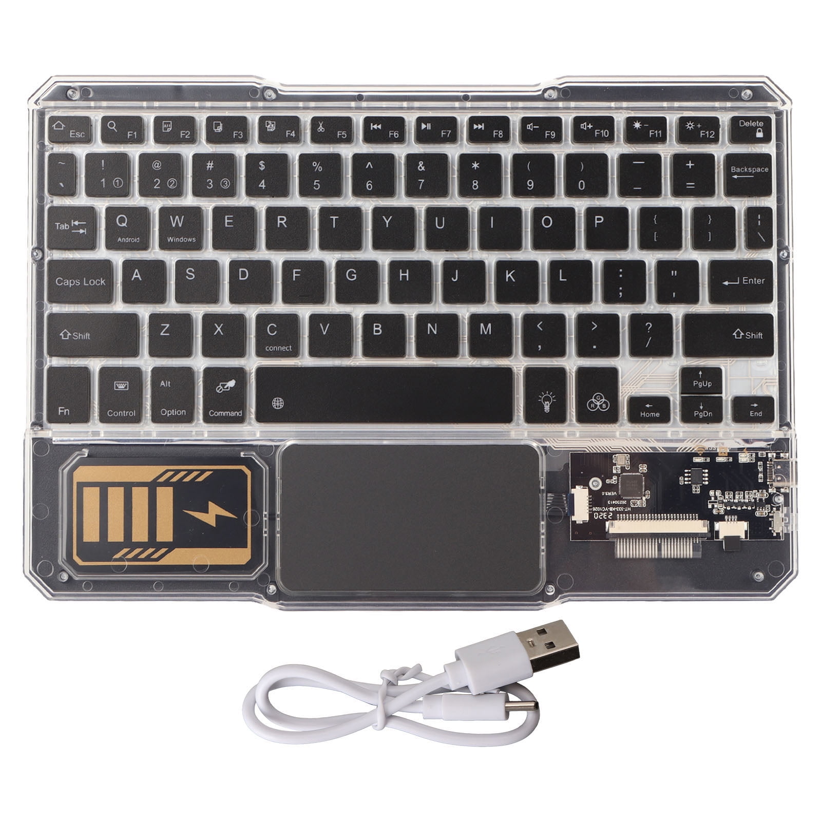 Bluetooth Keyboard Rechargeable Transparent Wireless Keyboard with 7 ...