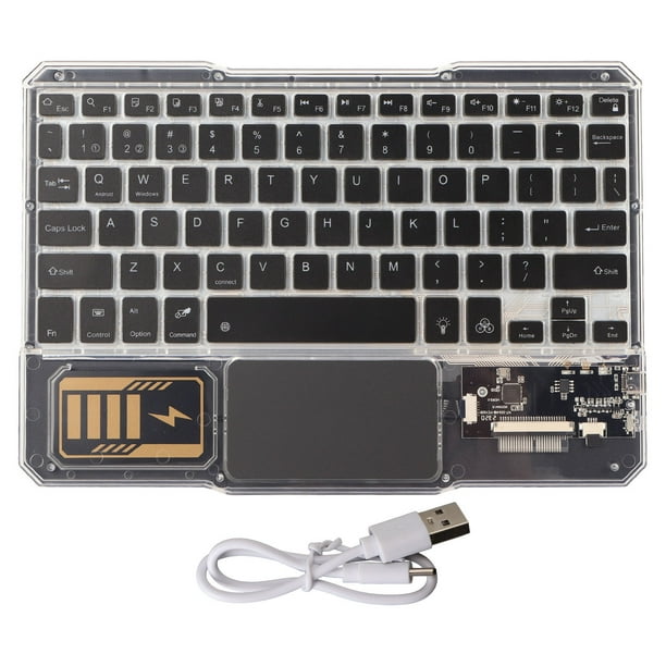 Bluetooth Keyboard Rechargeable Transparent Wireless Keyboard with 7 ...