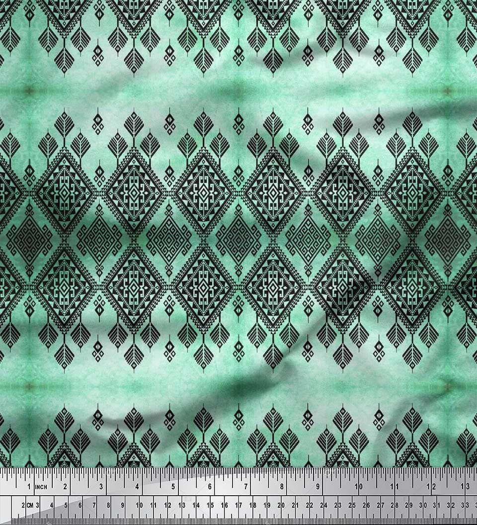 Soimoi Silk Fabric Aztec Southwestern Print Fabric by The Yard 42 Inch ...