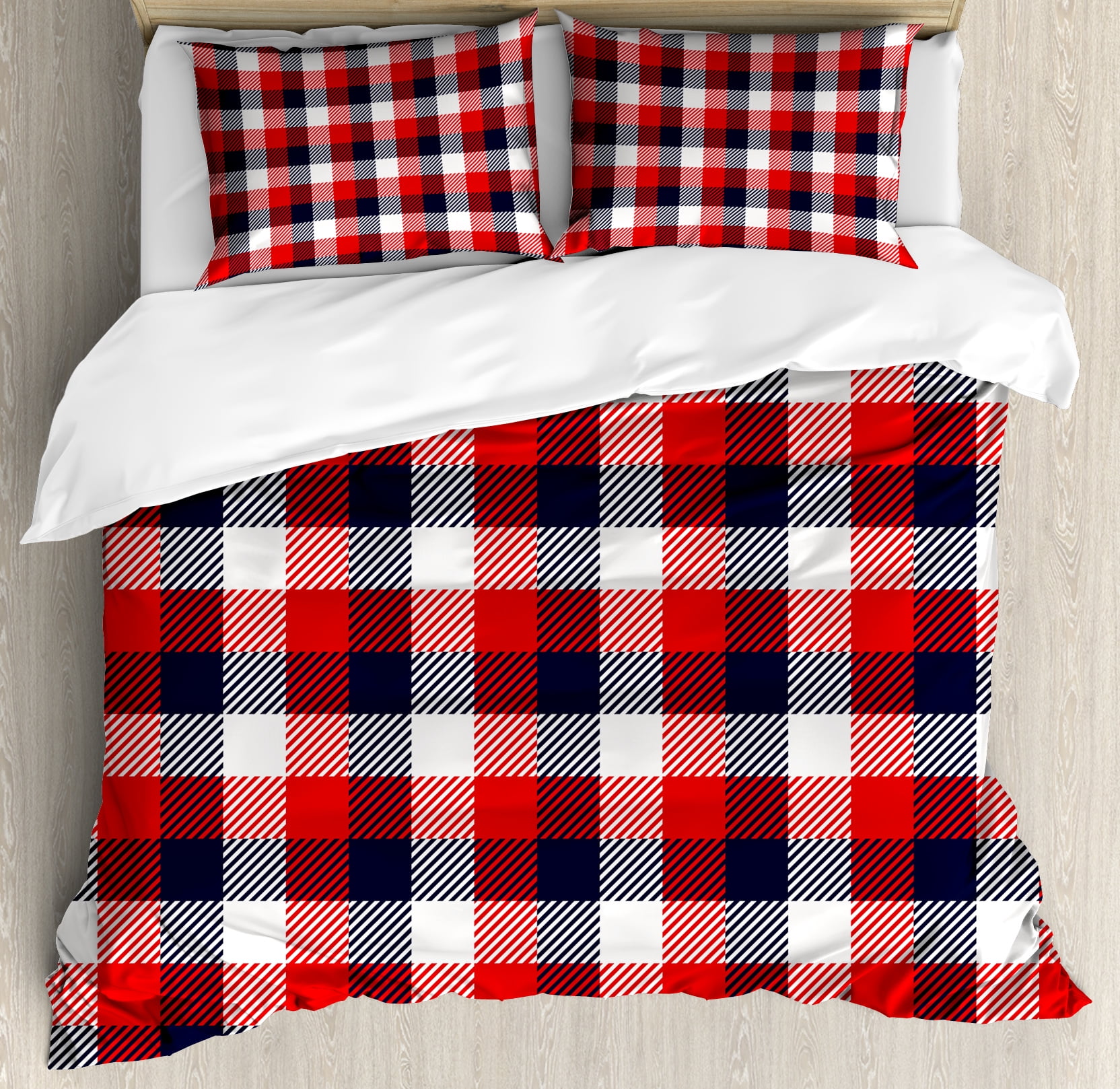 Plaid Duvet Cover Set, Checkered Pattern Vintage Squares Tartan Motif ...