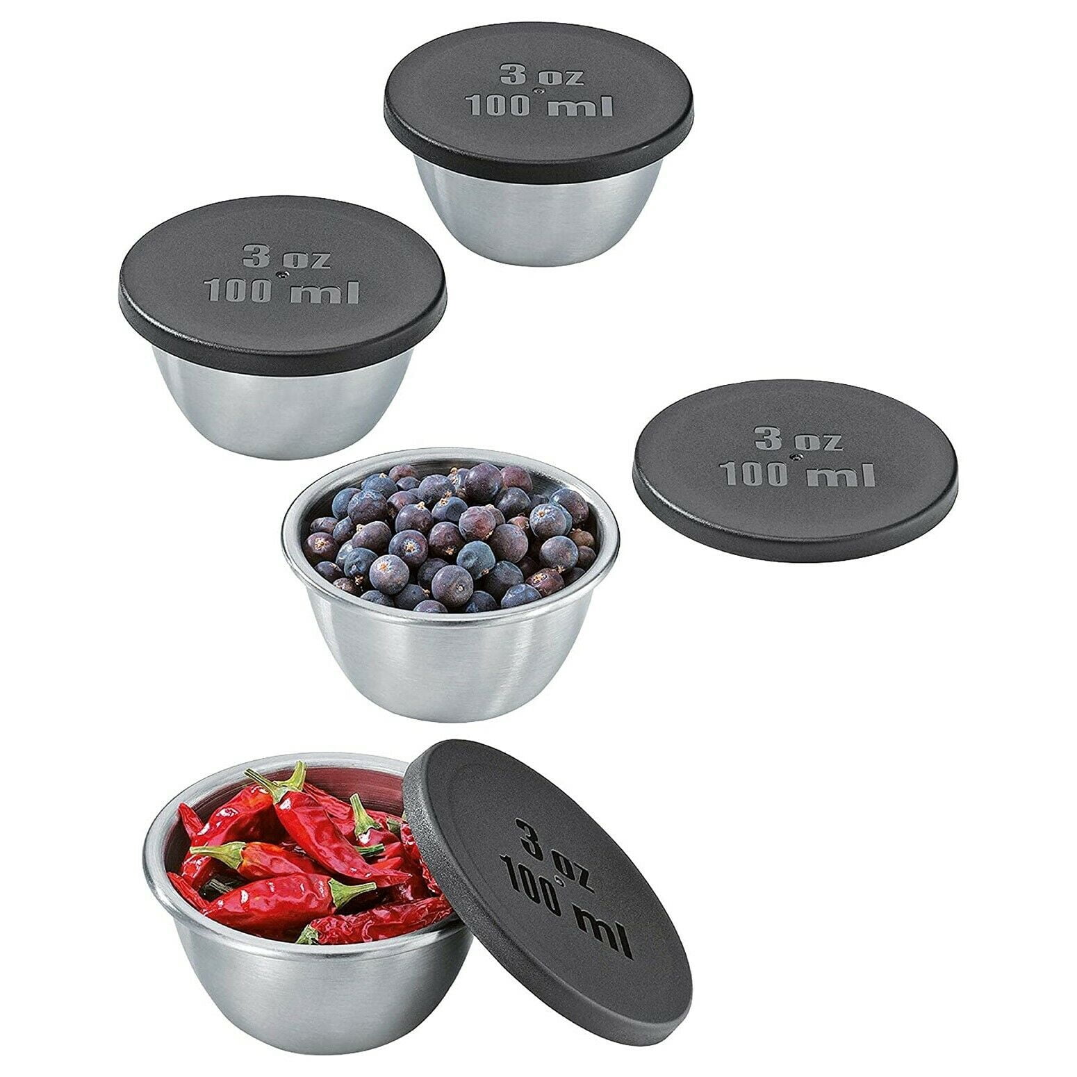 Kuchenprofi 3oz Stainless Steel Mini Herb Canisters / Pinch Bowls - Set ...
