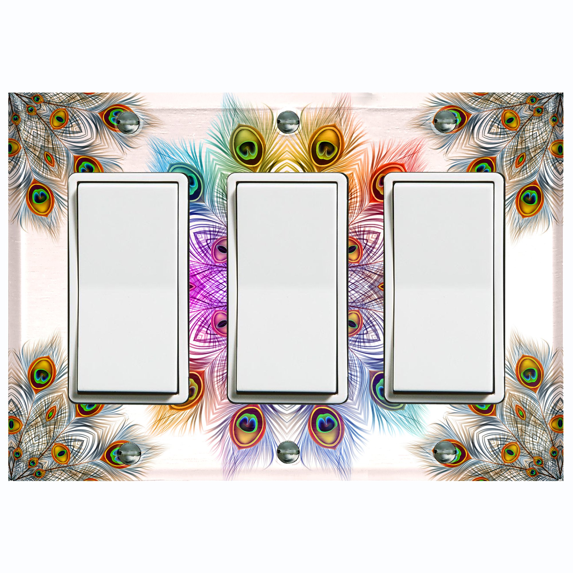 Metal Light Switch Plate Cover Elegant Floral Peacock Mirror Frame Blue ...