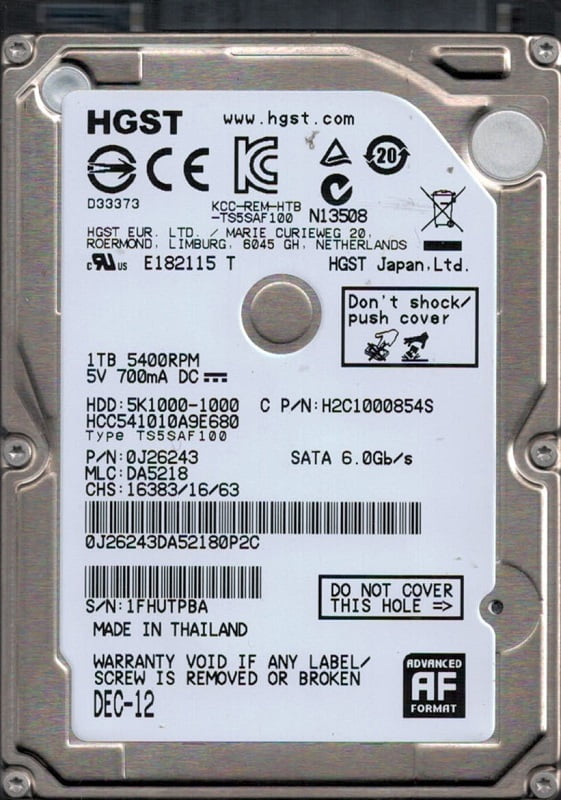 HGST HCC541010A9E680 P/N: 0J26243 MLC: DA5218 1TB - Walmart.com