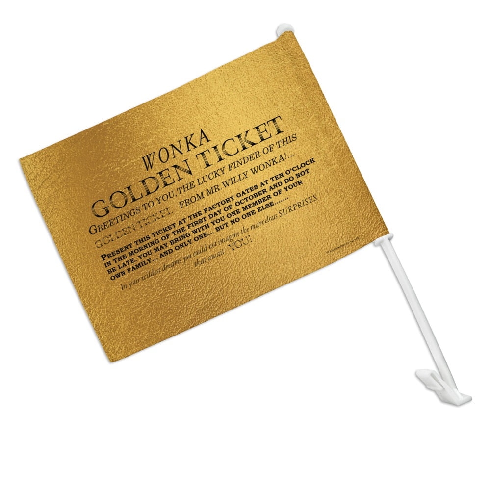 Willy Wonka and the Chocolate Factory Golden Ticket Car Truck Flag with ...