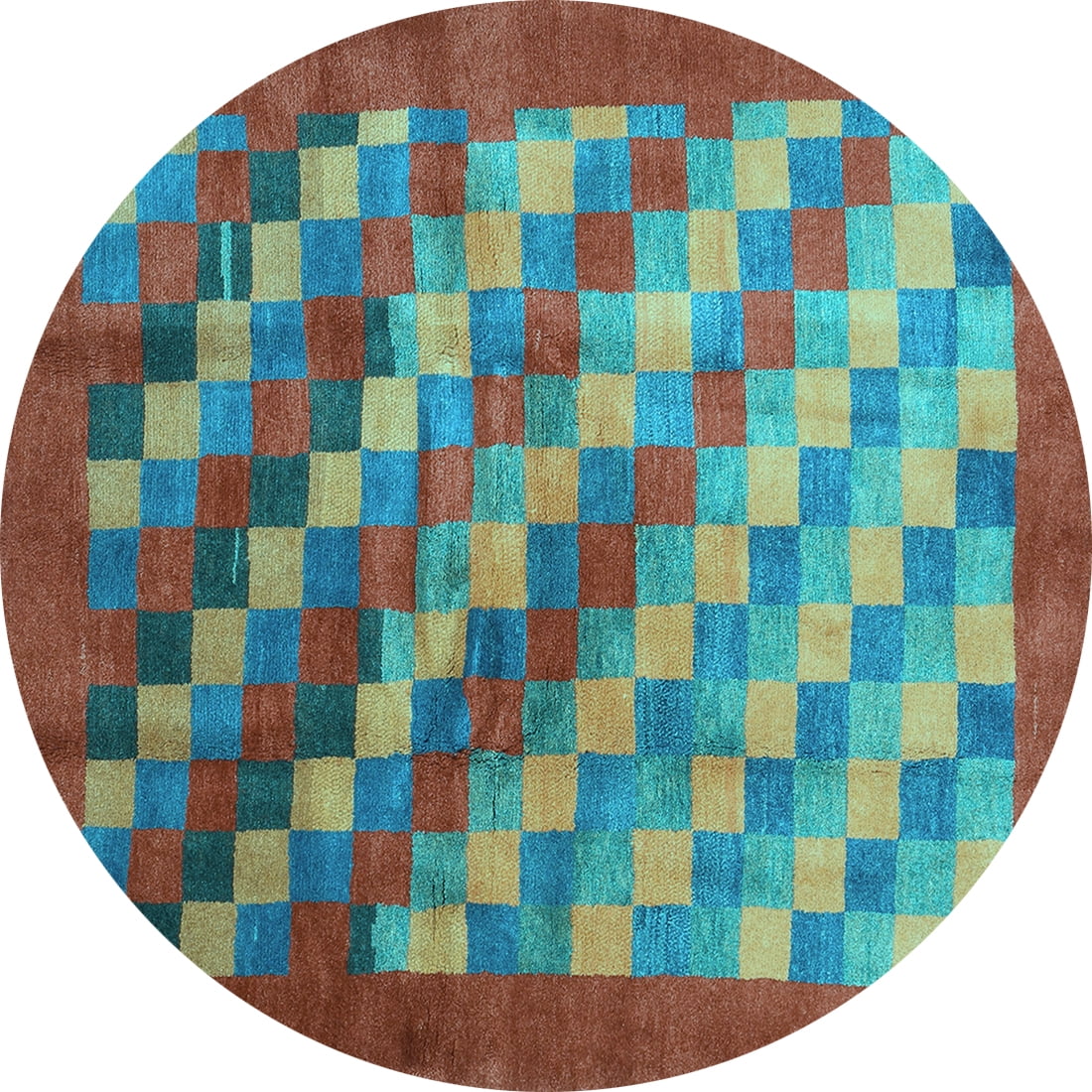 Ahgly Company Indoor Round Checkered Light Blue Modern Area Rugs, 7 ...