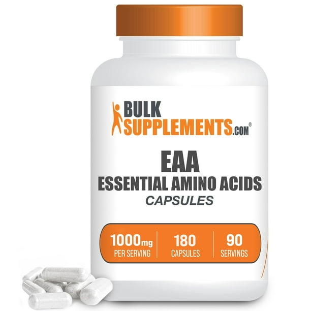 BulkSupplements.com Essential Amino Acid Capsules, 1000mg - Promotes ...