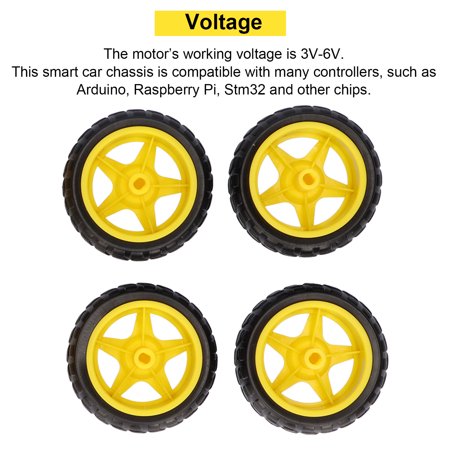 Robot Car Chassis DIY Kit Includes 4 Gear Motors & 4 Wheels & 1 Battery ...