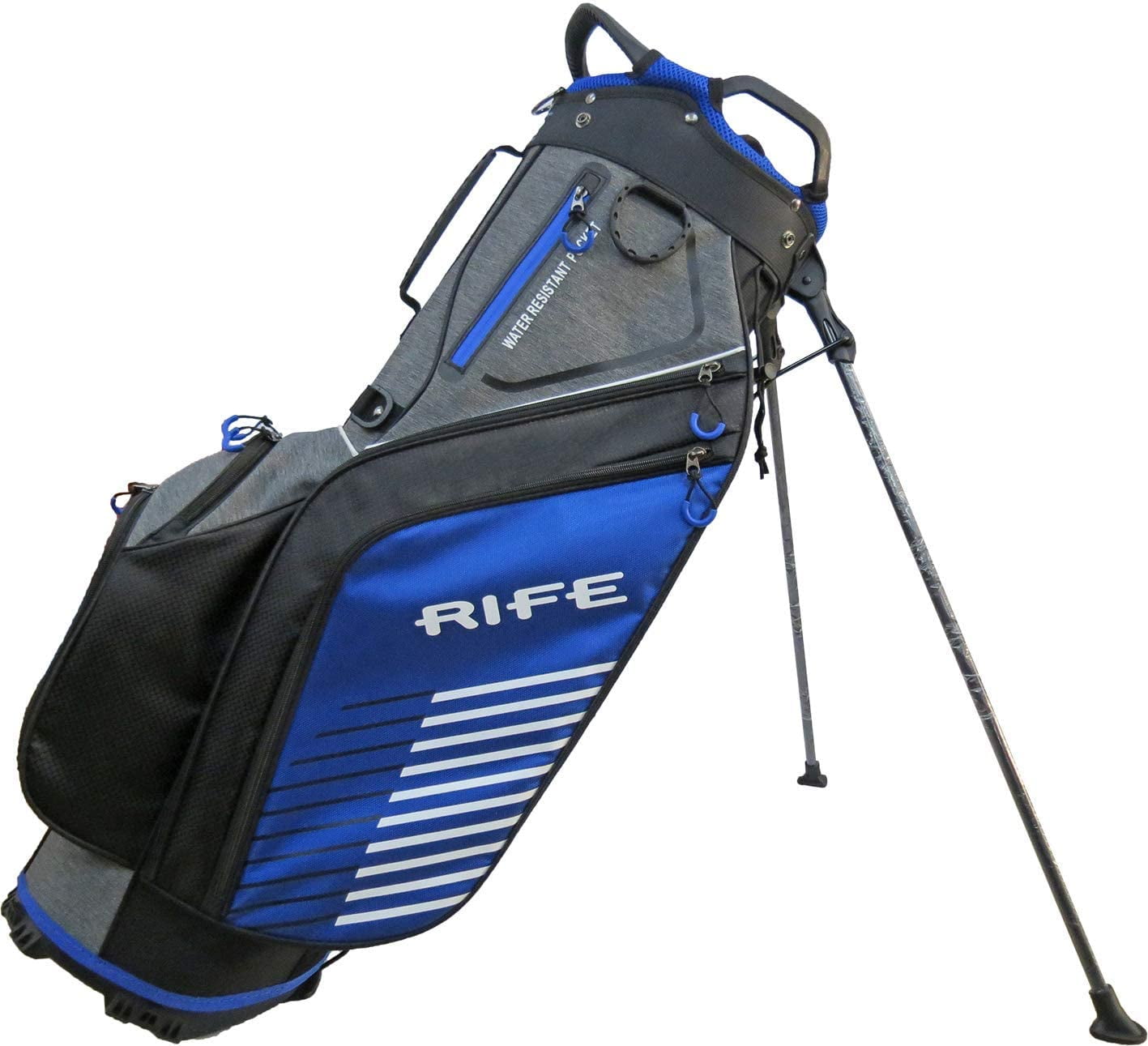 Rife Golf Blue Black Gray Stand Bag Light Weight Dobby Nylon with 9 ...