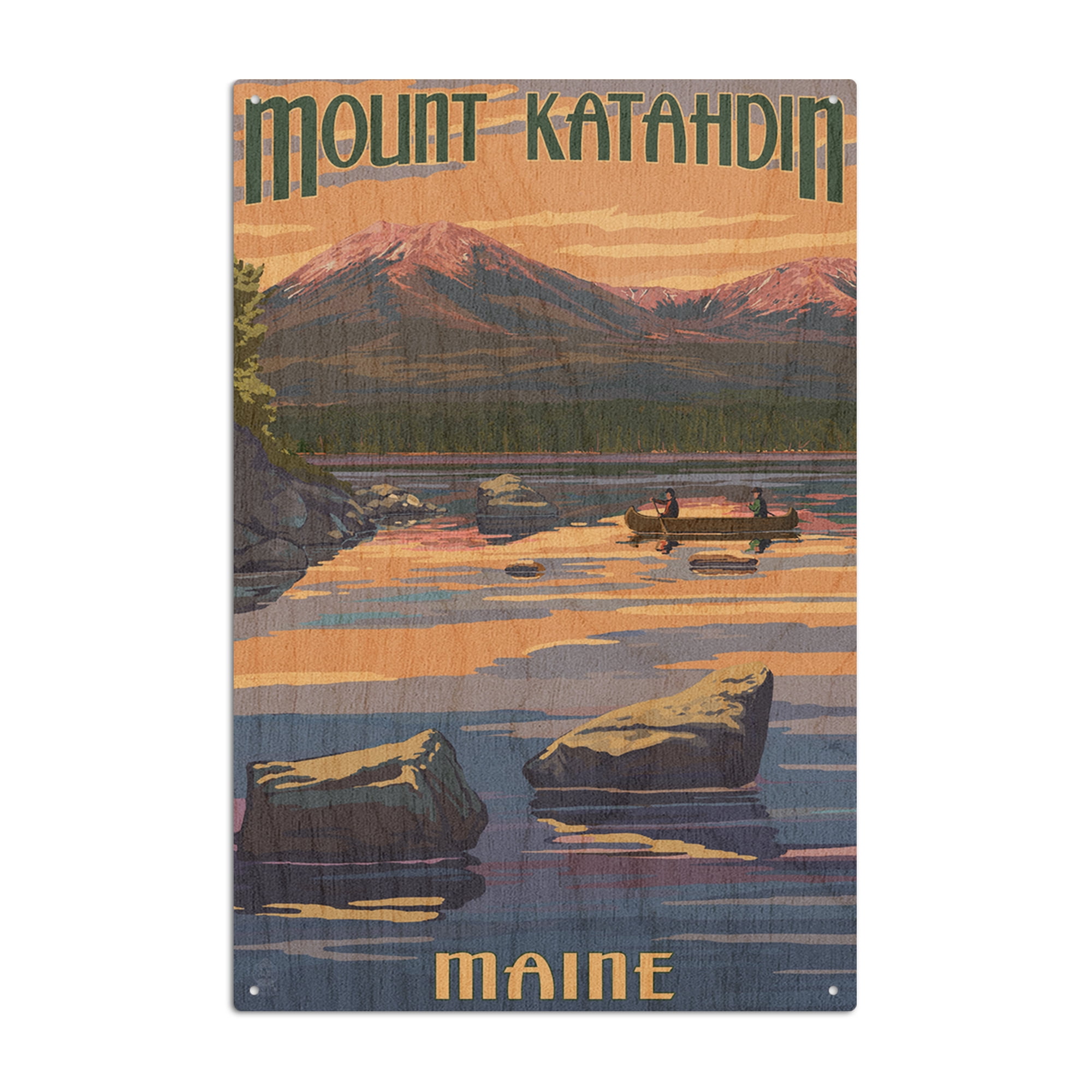 Mount Katahdin, Maine Birch Wood Wall Sign (6x9 Rustic Home Decor ...