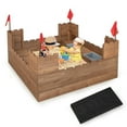 CIPACHO Kids Wooden Sandbox with Bottom Liner and Red Flags, Sand Box ...