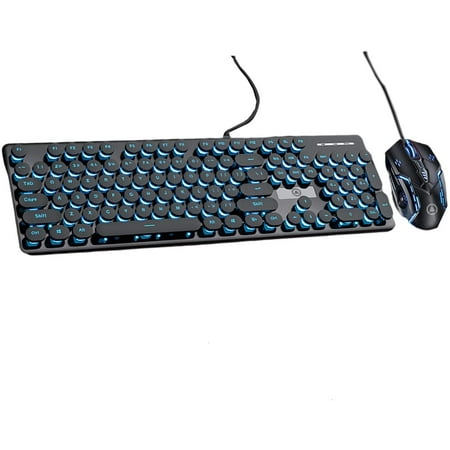 V8 Round Keycaps Gaming Wired Keyboard Mouse with Backlit, Clear ...