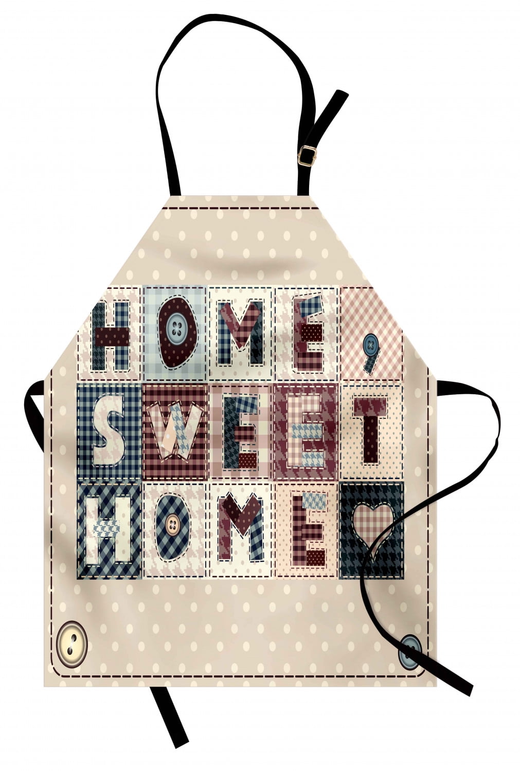 Home Sweet Home Apron Patchwork Style Composition with Letters on Retro ...