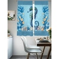 Blue Coastal Seahorse Sheer Curtains for Living Room Bedroom Nautical ...