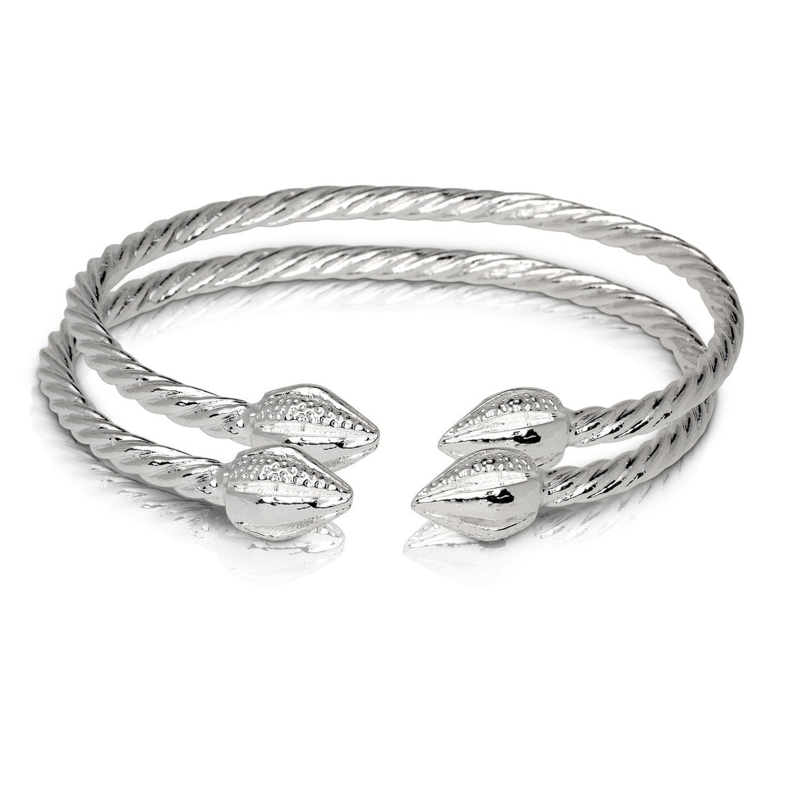 COCOA POD ENDS COILED ROPE WEST INDIAN BANGLES .925 STERLING SILVER ...