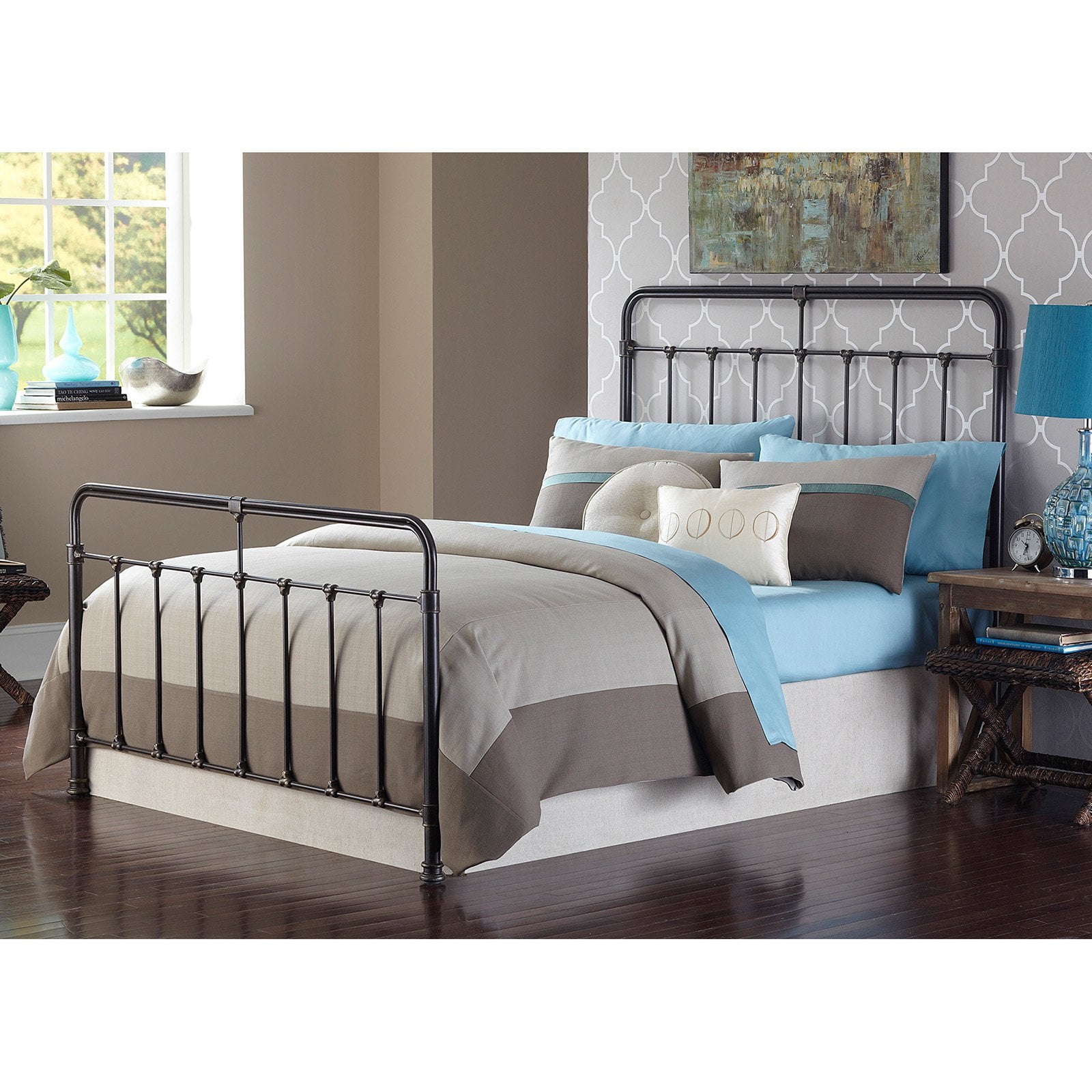 Fairfield Complete Metal Bed and Steel Support Frame with Spindles and ...