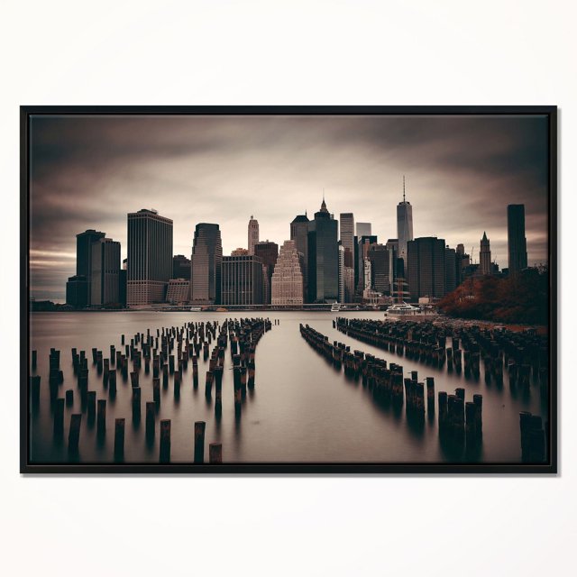 Design Art Manhattan Financial District Framed Canvas Art Print ...