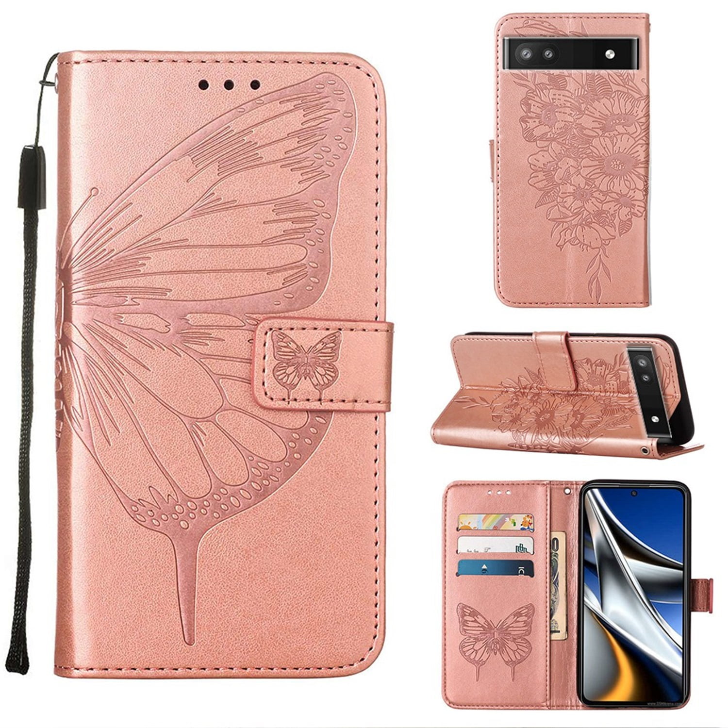 Mantto Google Pixel 7A Case, Magnetic Folio Butterfly Embossed Wallet ...