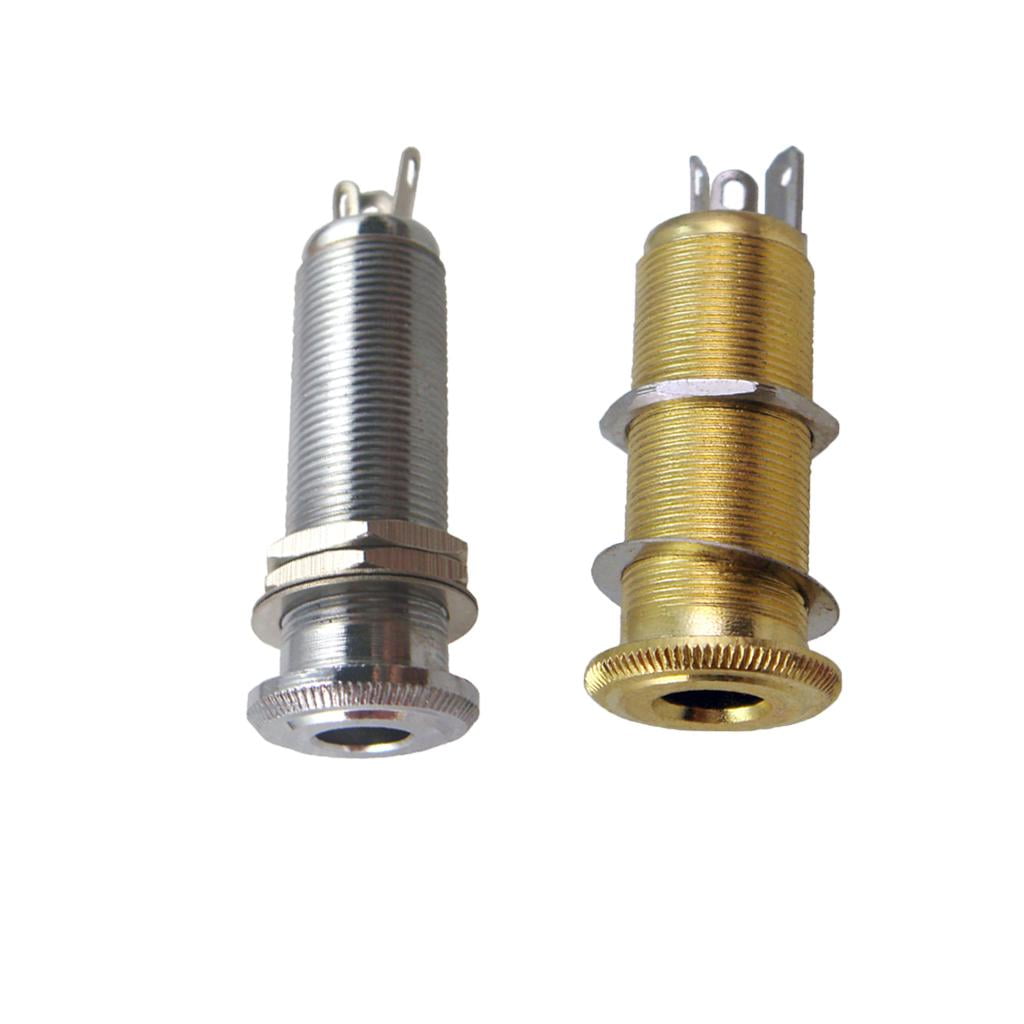 2 Pieces Threaded Cylinder 6.35mm Jack Socket Plug Guitar Bass Part ...