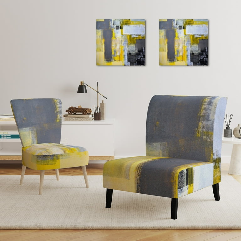 Yellow and gray accent chair store