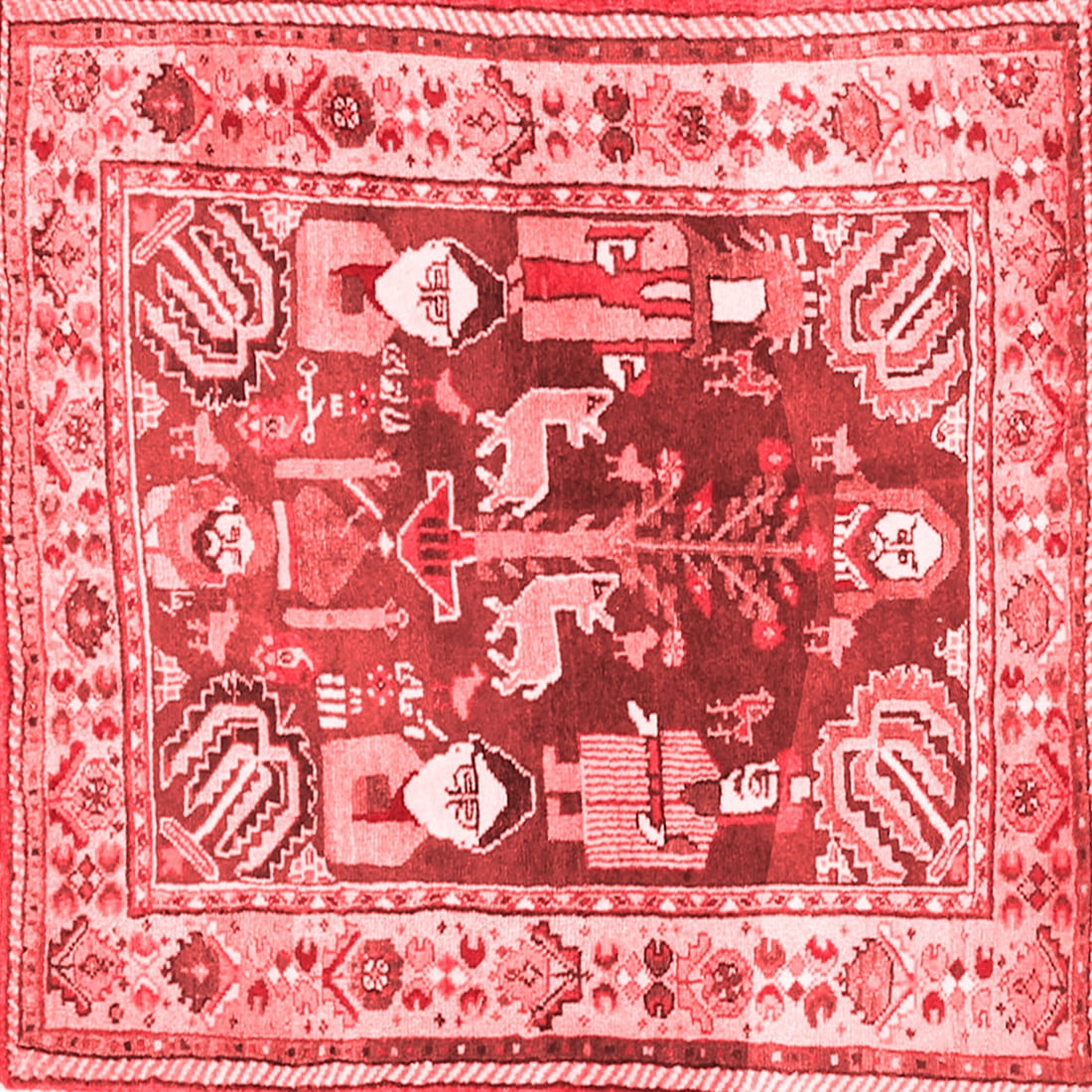 Ahgly Company Indoor Square Animal Red Traditional Area Rugs, 6' Square ...