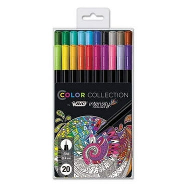 BIC Intensity Fineliner Felt Pens, Fine Point (0.4 mm), Assorted Colors ...