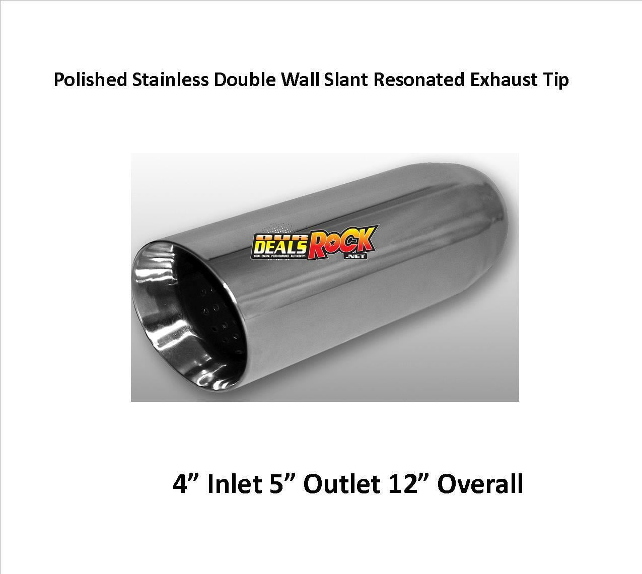 Brand New Polished Stainless Double Wall Slant Exhaust Tip 4" IN 5" Out ...